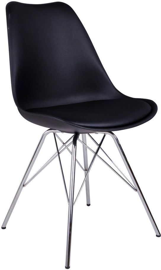Oslo spisestuestol - Sort/krom - 479 DKK - Kunstlæder Polstret stole ...