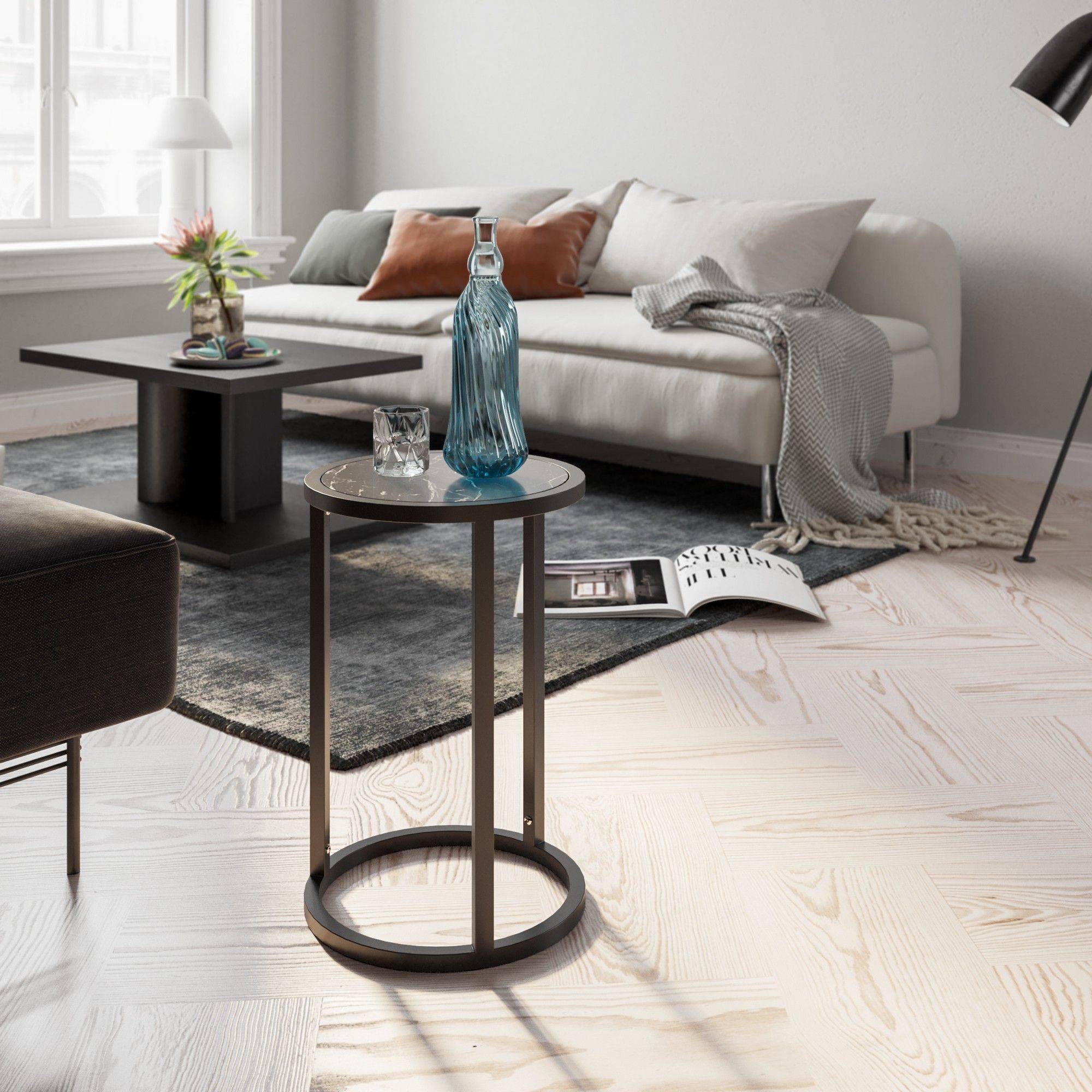 Tambur sidebord 35 x 53 cm - Sort marmor - 2495 DKK - Sidebord ...