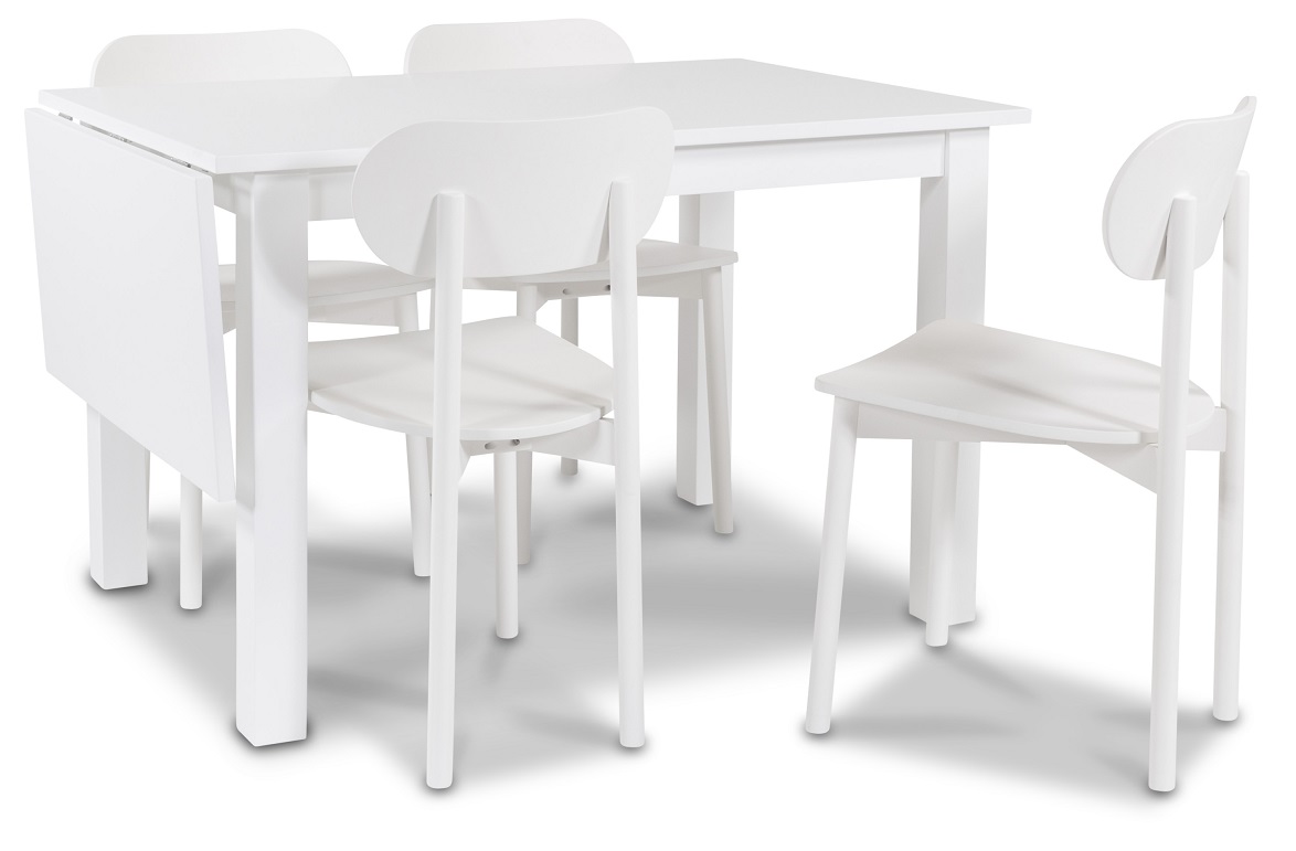 Sander spisegruppe Klapbord + 4 stk hvide Alvaro stole - 3795 DKK ...