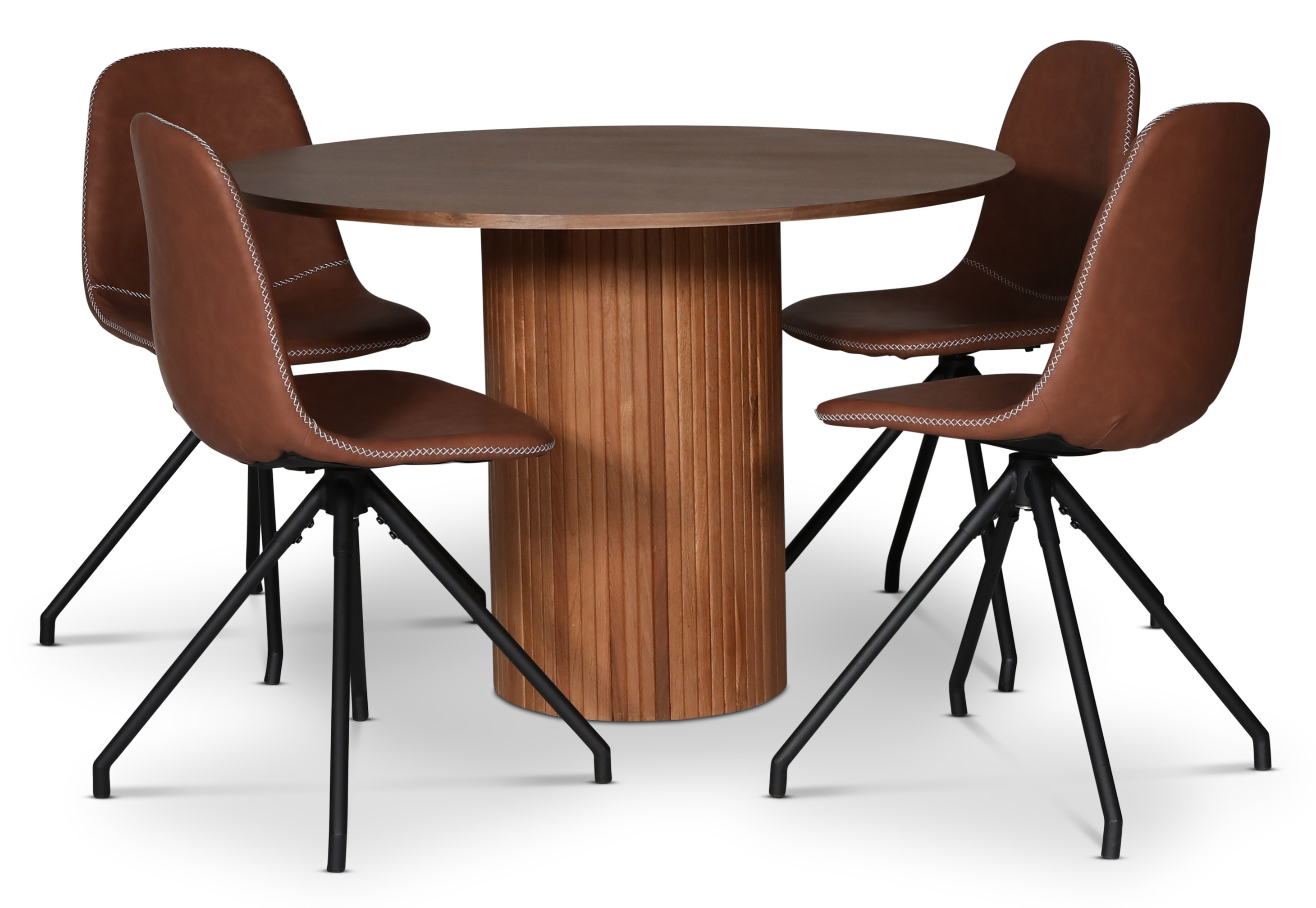 Cobe spisebordssæt; rundt spisebord + 4 stk. Bridge drejelige ...