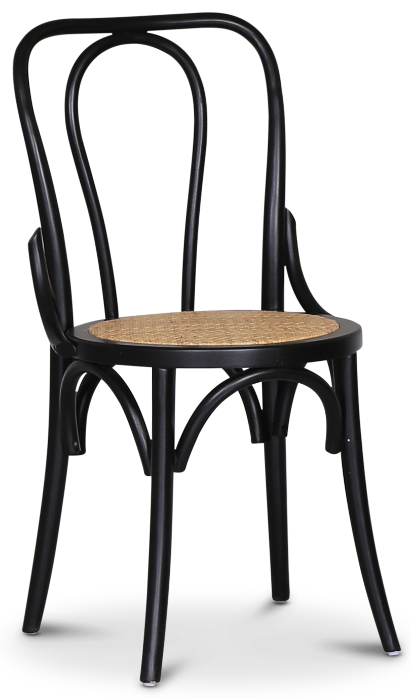 Samset stol i bøjet træ - Sort/rattan + Møbelfødder - 1539 DKK ...