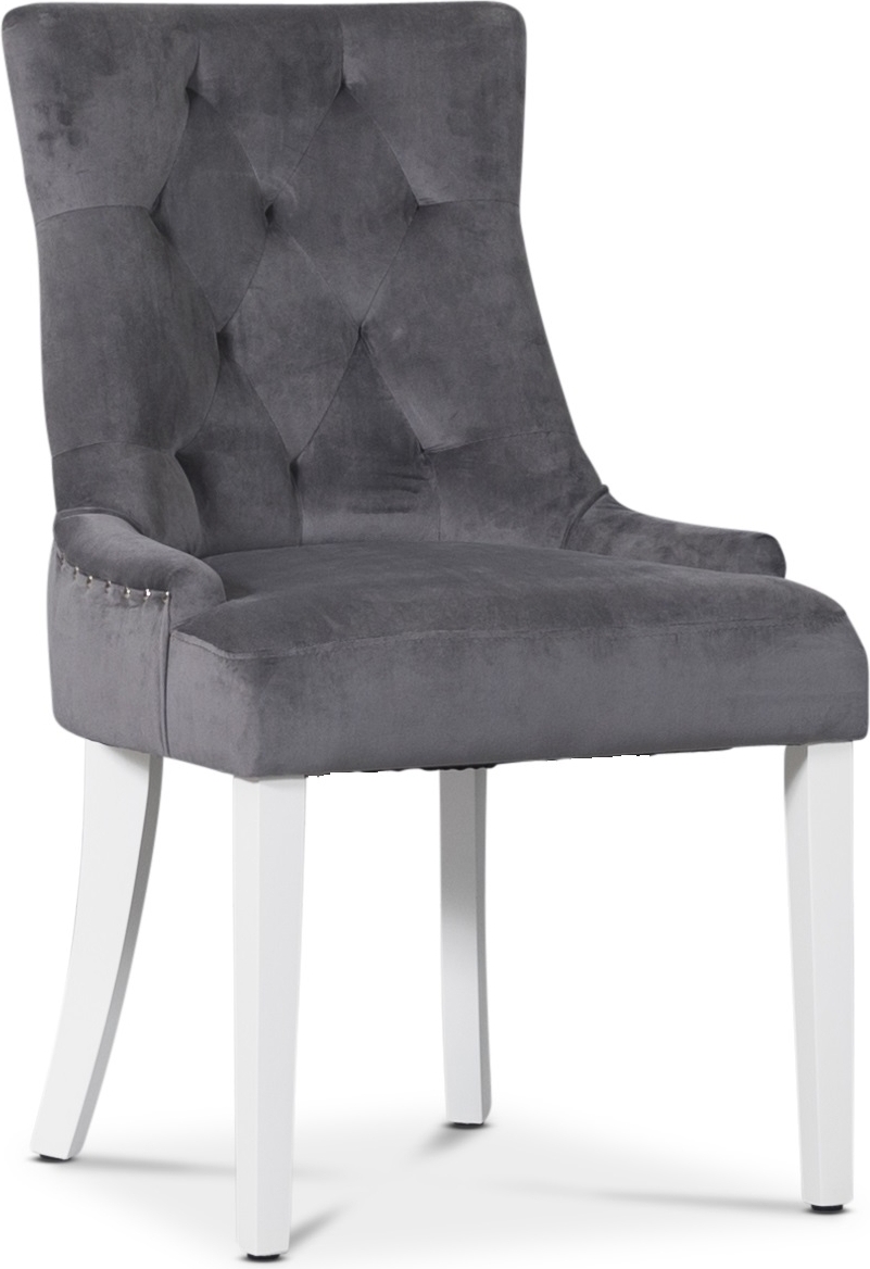 Tuva stol Cleopatra (ryghåndtag) - Grå fløjl | Hvide ben - 1095 DKK ...