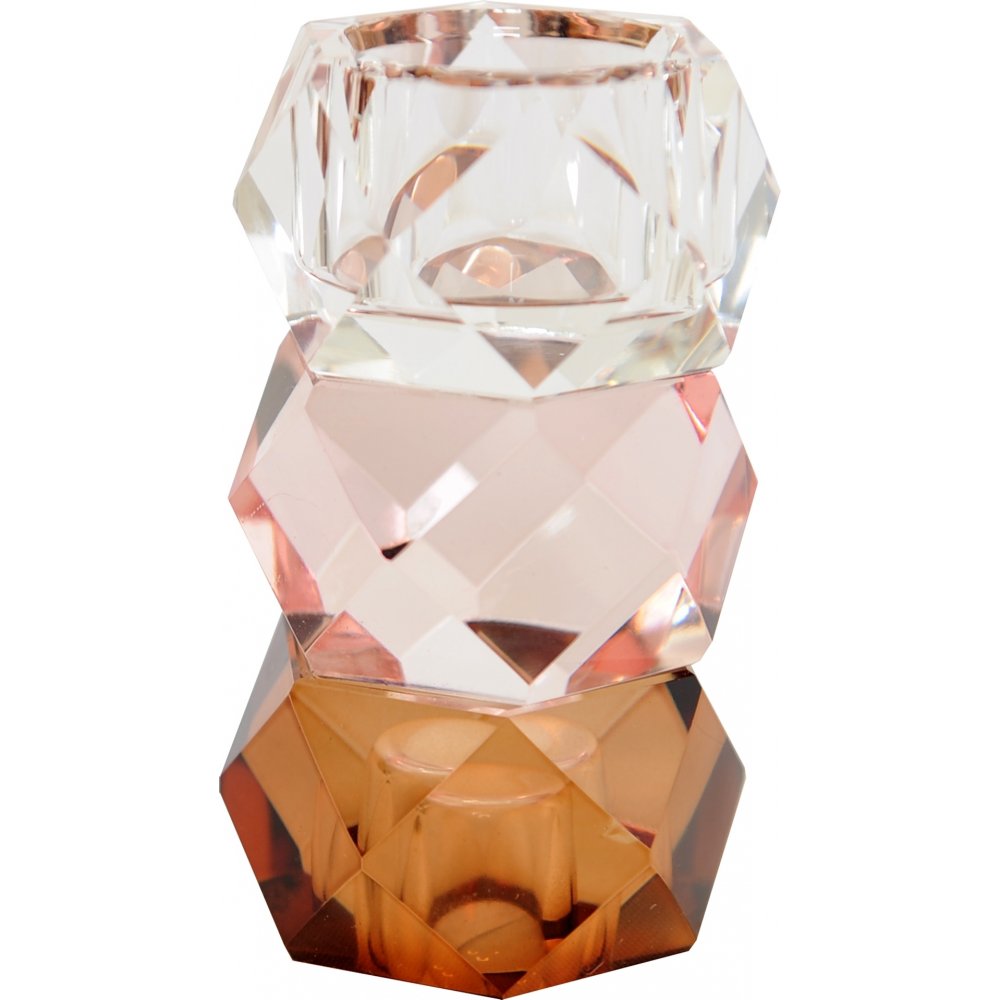 Chanell lysestage - Klar/pink/rav - 759 DKK - Lyslanterner - Trendrum.dk